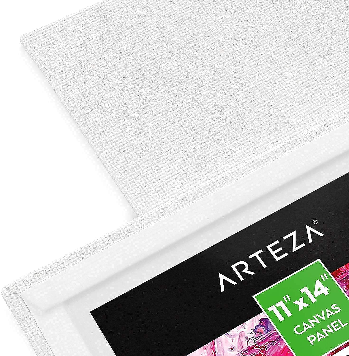 Arteza Detail Paint Brushes and Canvas Panel Boards Bundle, Painting Art Supplies for Artist, Hobby Painters & Beginners