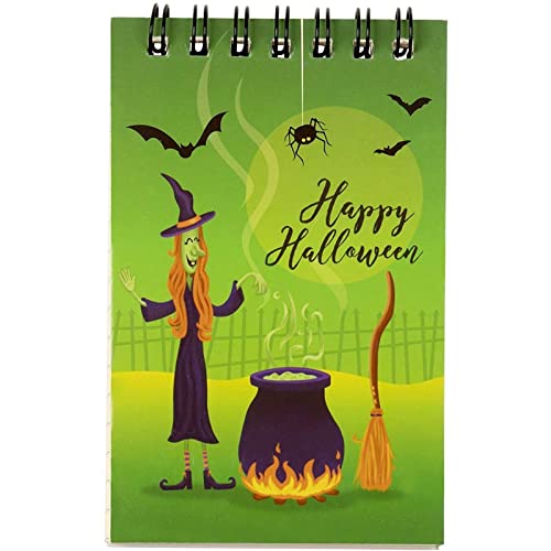 Spiral Notepad - 24-Pack Top Bound Notebooks, Bulk Mini Spiral Notepads for Notes, to-do Lists, Kids Halloween Party Favors, Trick-or Treating, Lined Paper, 4 Halloween Designs, 2.75 x 4.25 Inches