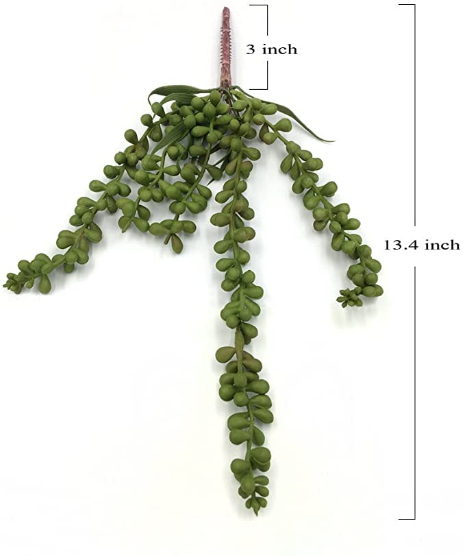 HUIANER Artificial Succulent Plants, 13.4" Fake Hanging String of Pearls Simulation Greenery Plants for Christmas Wall Home Kitchen Office Garden Wedding Decor, Pack of 2
