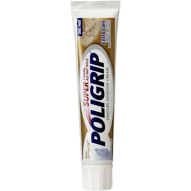 Super Poligrip Denture Adhesive Cream Extra Care - 2.2 oz, Pack of 4