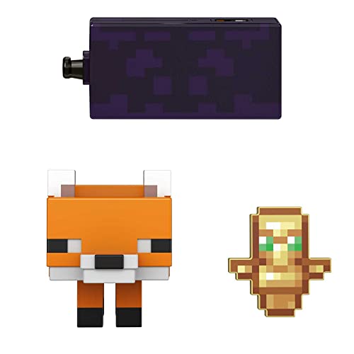 Mattel Minecraft Fox Action Figure, 3.25-in, with 1 Build-a-Portal Piece & 1 Accessory, Building Toy Inspired by Video Game, Collectible Gift for Fans & Kids Ages 6 Years & Older