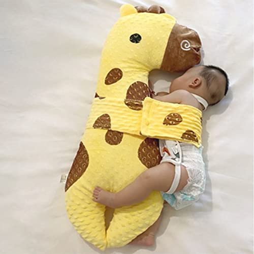 Newborn Baby Sleep Pillow Infant Cartoon Multifunctional Soothing Toddler Curve Exhaust Stuffed Anti Roll Side Sleeping with Fixing Belt, Photo Prop Shower Gift