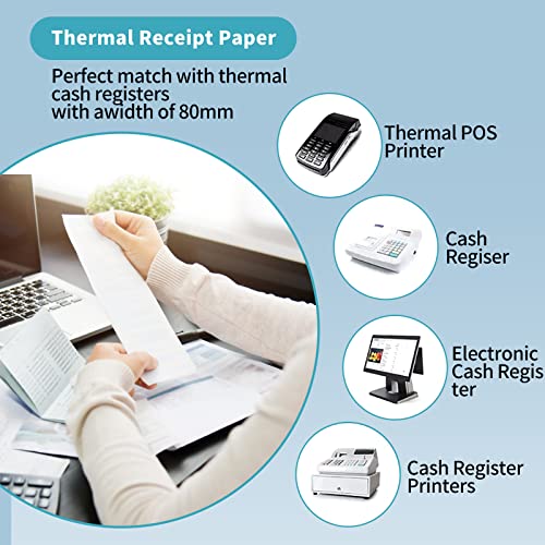 MFLABEL 10 Rolls Thermal Receipt Paper Rolls 3-1/8 x 230ft