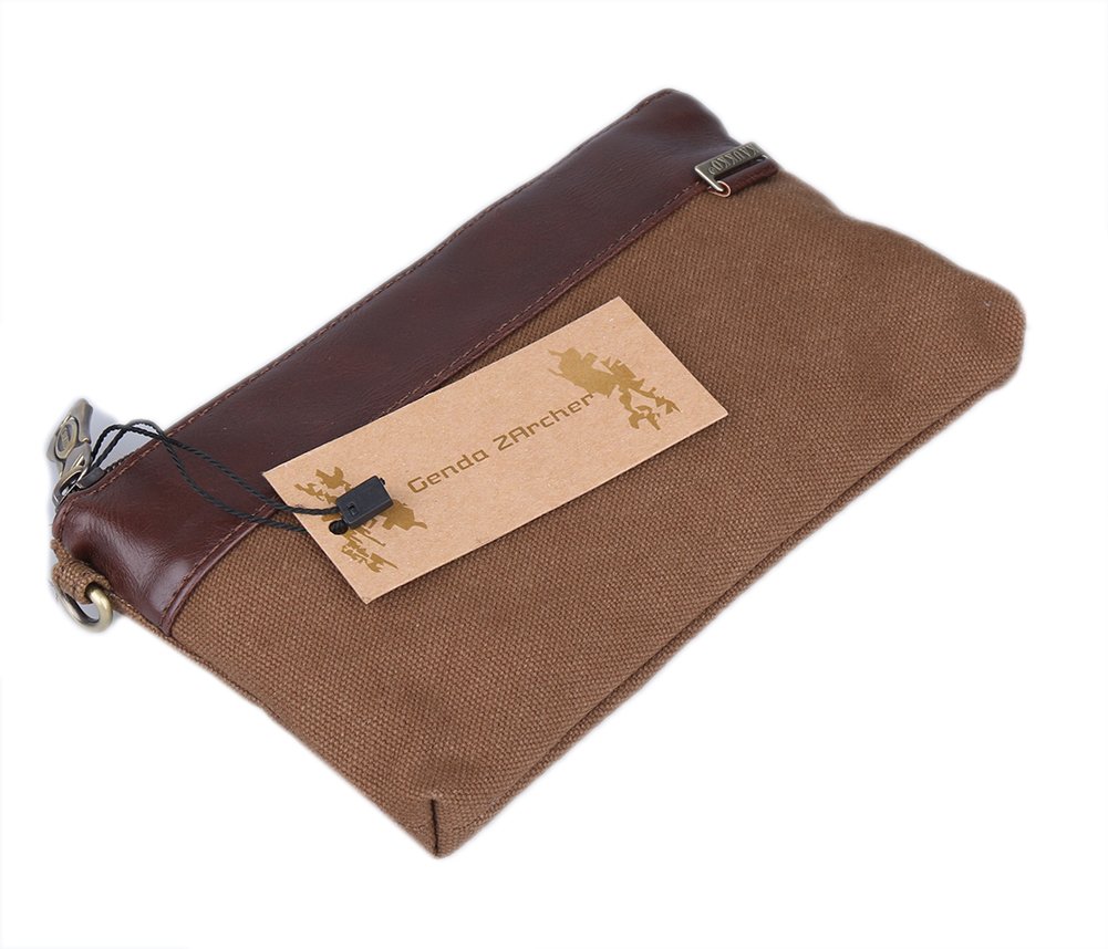 Genda 2Archer Canvas Wristlet Coin Purse Keys Bag Card Case Phone Bag (Khaki)