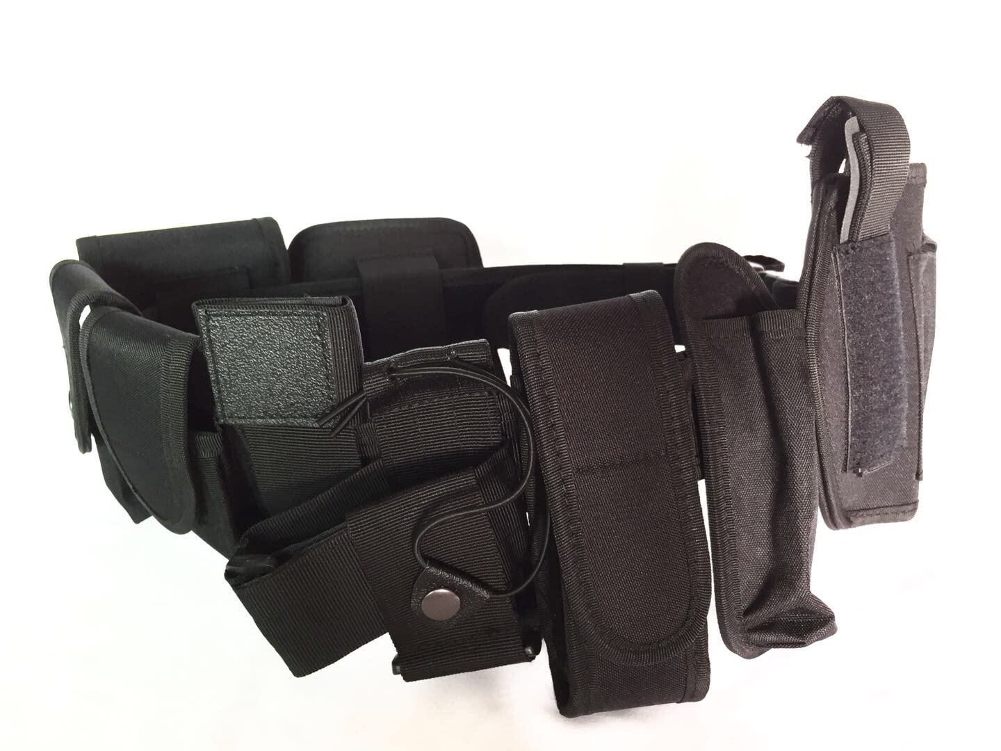 Bargain Crusader Duty Belt Military Tactical Modular Equipment Law Enforcement Police Security Guard Hunting Game Versatile Utility Adjustable Tool Belt (Adjustable 35"-45". 9 pouches, Black)