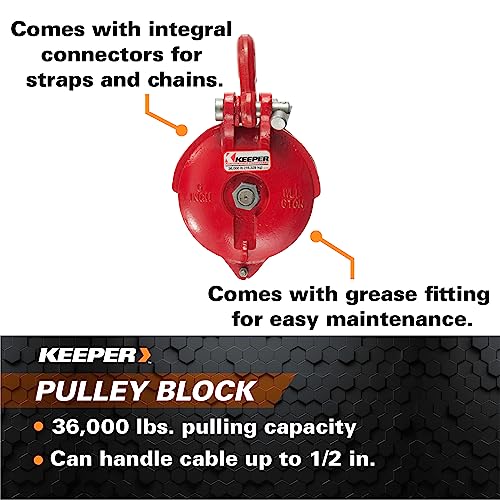 KEEPER - Pulley Block for All Winches Up to 18,000 Lbs. with 36,000 Lbs. Pulling Capacity