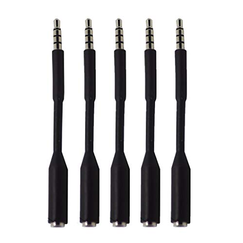 earlife 3.5mm Male to Female Audio Jack Short Extension Cable,[5 Pack 0.25ft] AUX Adapter Connector for Headset Headphone Earphones,Juice Pack,Battery Charger Case,Power Case,Smartphones,Tablets
