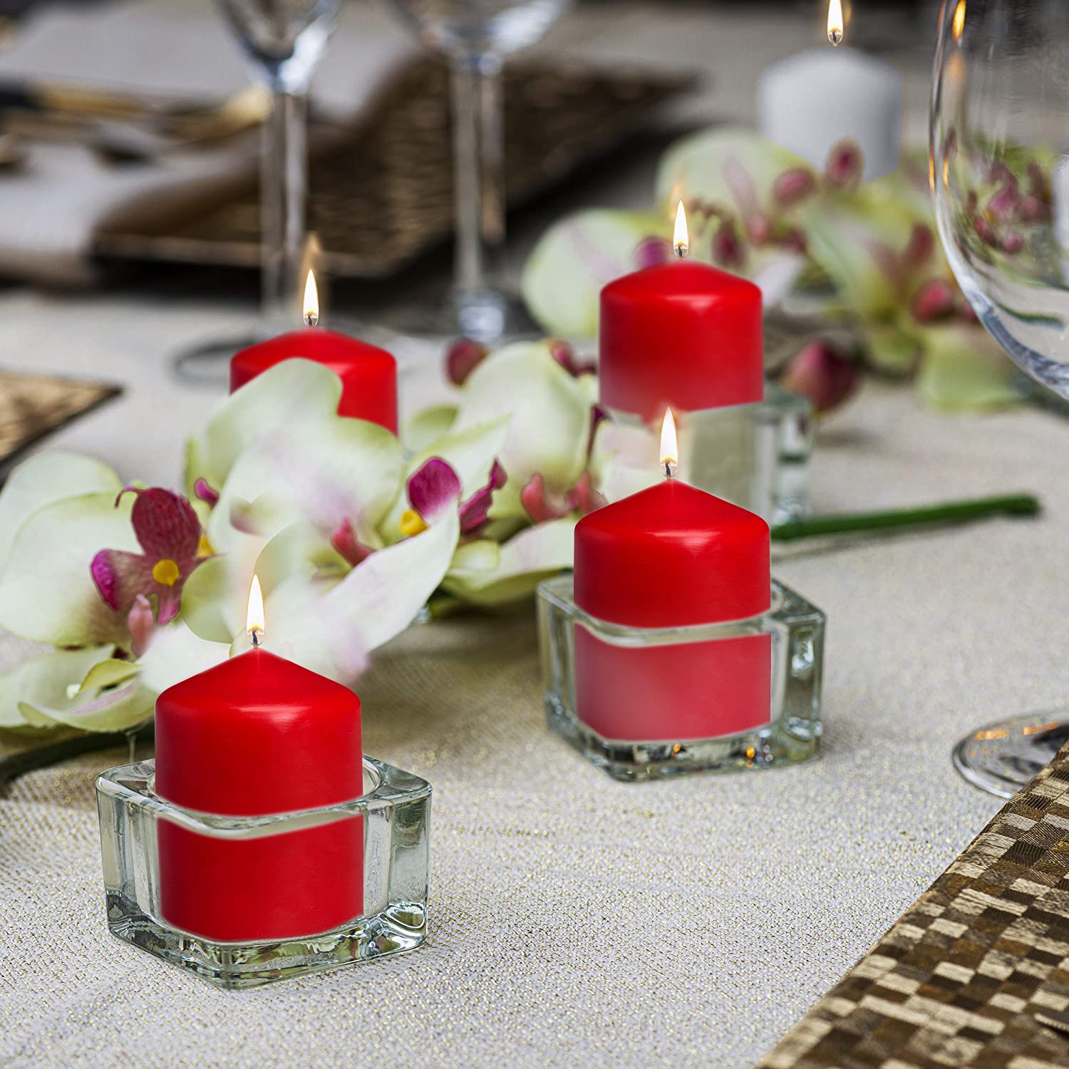 BOLSIUS 10 Red Pillar Candles - 2.25 x 6 Inches - Premium European Quality - Individually Wrapped - 42 Hours Burn Time - Dripless Smokeless Unscented Dinner, Wedding, Party, & Restaurant Candles