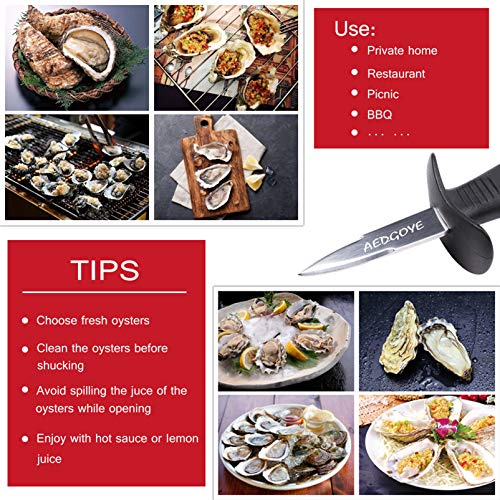 Oyster Shucking Knife -High Performance Level 5 Protection Food Grade Cut Resistant Gloves Stainless Steel Clam Shellfish Seafood Opener (1 pair gloves + 2 knives)(S)