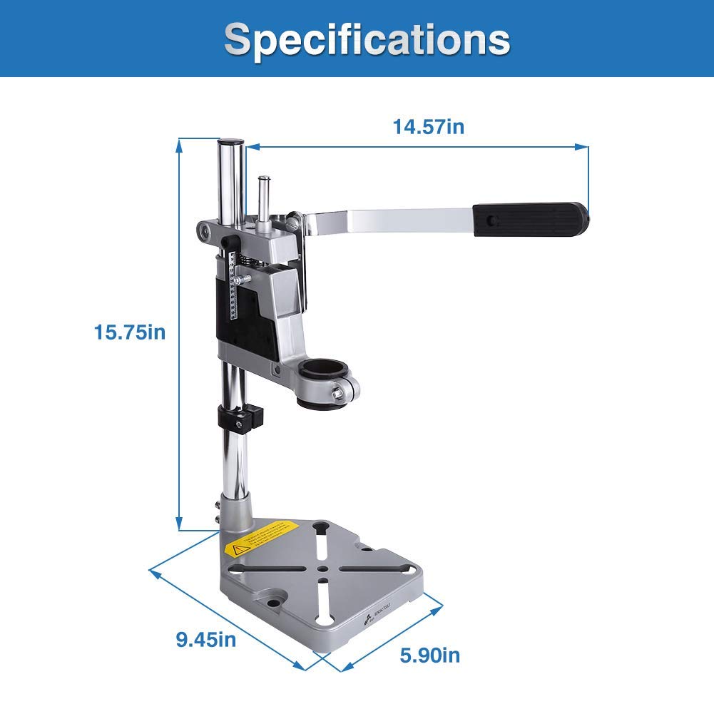 Drill Stand for Hand Drill Universal Drill Press Stand Adjustable Bench Drill Press Universal Bench Clamp Drill Press Holder Table Workbench Repair Tool Heavy Duty Single Hole Aluminum Base