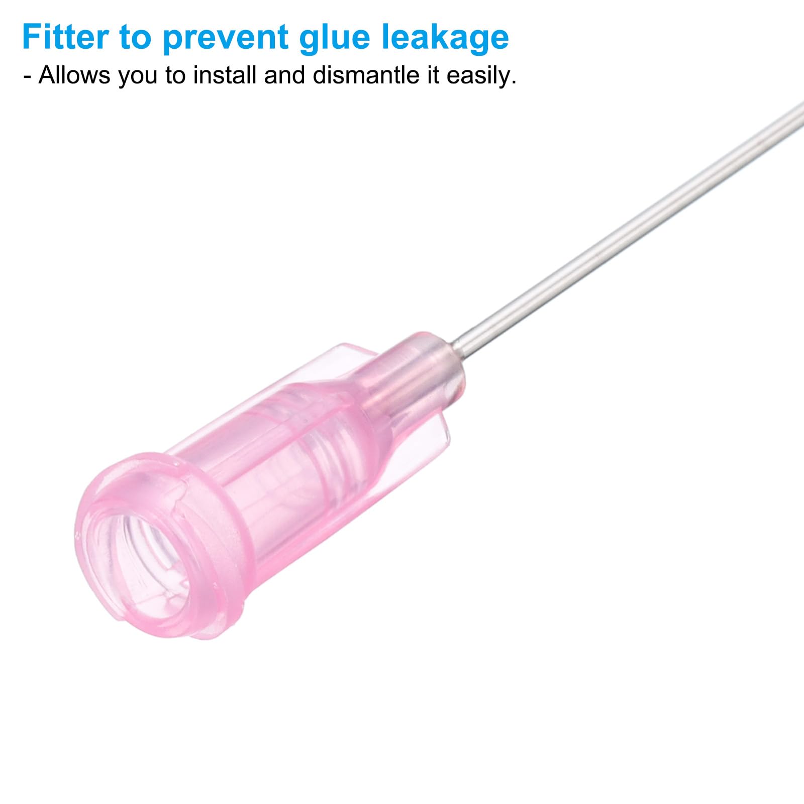 PATIKIL 20Ga x 1.5 Inch Dispensing Needle Tips, 50Pcs Stainless Steel and Plastic Glue Needle Tube Blunt Tips with Luer Lock for Glue Oil Applicator, Pink