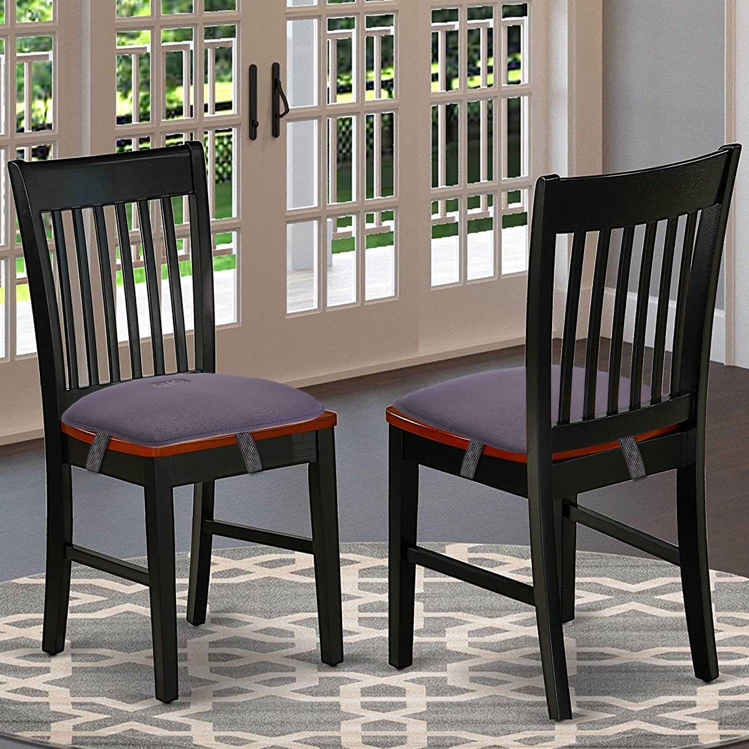 Big Hippo Chair Pads, Memory Foam Chair Seat Cushion Non Slip Rubber Back Thicken Chair Padding with Elastic Bands for Home Office Outdoor Seats (Gray, 4 Pack)