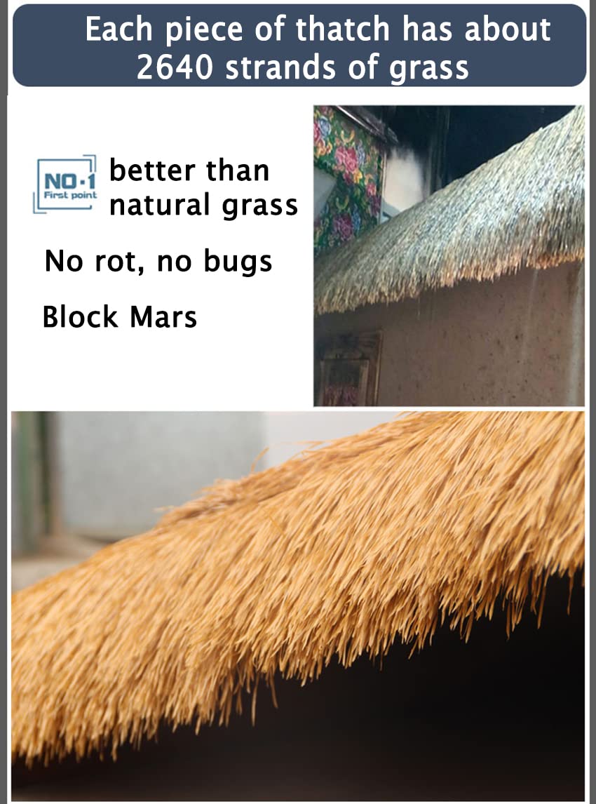 SHAZHU Duck Blind Grass Tiki Straw Roof 47x50cm Artificial Thatch Mexican Tiki Hut Palm Thatch Rolls for Tiki Umbrella Covers Mini Bar Palapa Thatch Roofs(Size:10pcs)