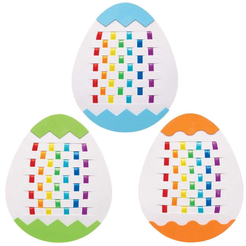 Baker Ross AT424 Easter Egg Weaving Kits - Pack of 6, Creative Art and Craft Supplies for Kids to Make and Decorate