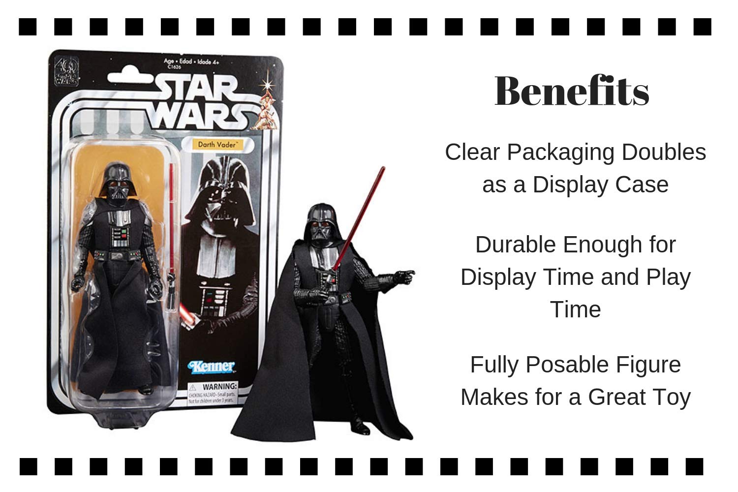 Disney Star Wars Black Series 40th Anniversary Collection Darth Vader - 6 Inches Action Figure - Movie-Like Detailing - Includes One Figurine - Posable Arms, Legs, and Head – Designed for Ages 4 Plus