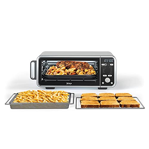 Ninja SP301 Dual Heat Air Fry Countertop 13-in-1 Oven with Extended Height, XL Capacity, Flip Up & Away Capability for Storage Space, Silver (RENEWED)