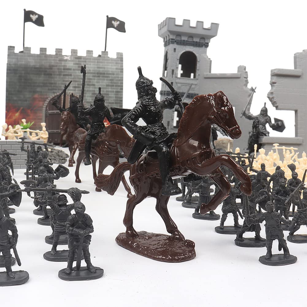 NSVJVY 254pcs/set Medieval Castle Knights Action Figure Toy Army Playset with Toy Soldier, Cavalry and Arrow Tower, Great for Girls and Boys(Size:254PCS)