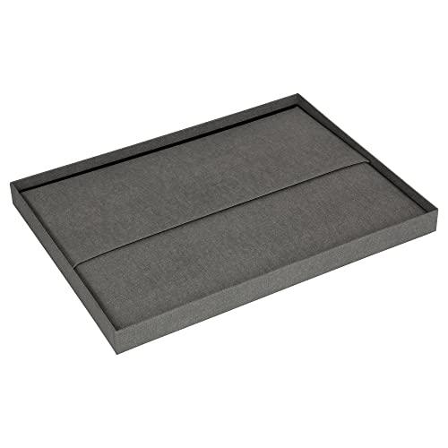 Bigso Katia KD Collapsible Storage Box | Photo Storage Box with Labelframe for Easy Identification | Simple Assembly without Tools | Decorative Storage Boxes with Lids | 11.3"x15.4"x6.4" | Grey