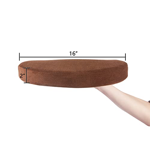 Big Hippo Memory Foam Chair Pads Round Chair Cushions Non Slip Seat Cushion for Dning Room Kitchen Bar Stool, Brown 16"