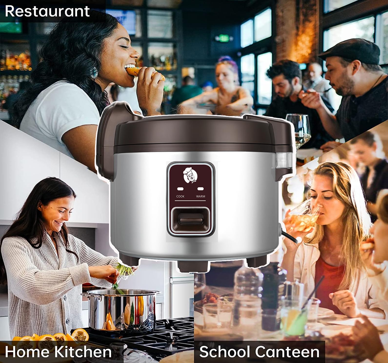 CAZACHEF 13.8 QT Large Commercial rice cooker 65 cups cooked 32 cups uncooked rice Commercial Electiric Rice Warmer for 18-28 people, with One-Touch Operation