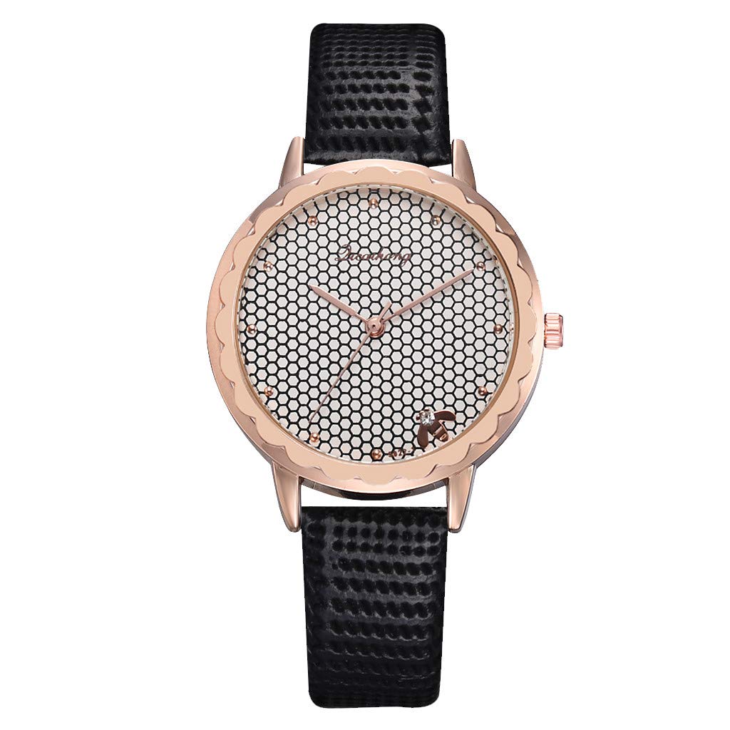HunYUN Fashion Simple Casual Ladies Watch Bee Home Dial Leather with Strap Ladies Watch for Wife Women Girlfriend Customized Gift