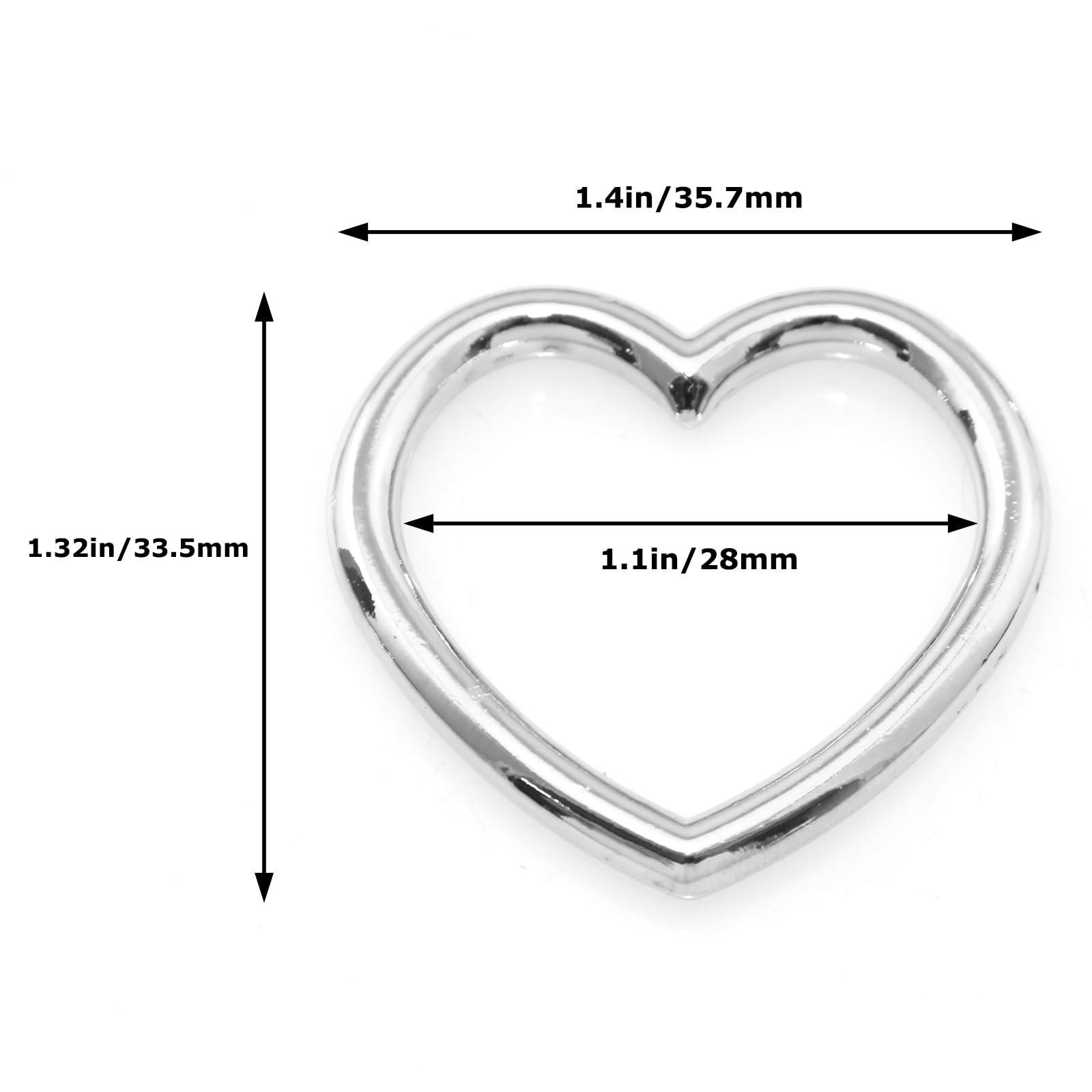 Lind Kitchen 10PCS Heart Shape Hollow Heart Shape Metal Craft Ring Buckle Gothic Accessory for Punk Leather Choker Necklaces, Silver