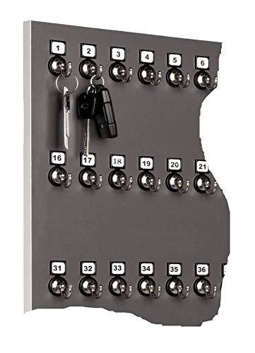 Stand Company Key Rack, Key Holder #30MNS, 30 Bolted Metal Numbered Hook with Hidden Hangers (30 Sets of Tag & Ring Included) - Made in USA
