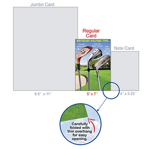 NobleWorks - Funny Men's Happy Birthday Card with Envelope - Golf Humor Greeting Card for Men, Husband - Sports Advice, Comic Stationery - Golfing Tips 9002