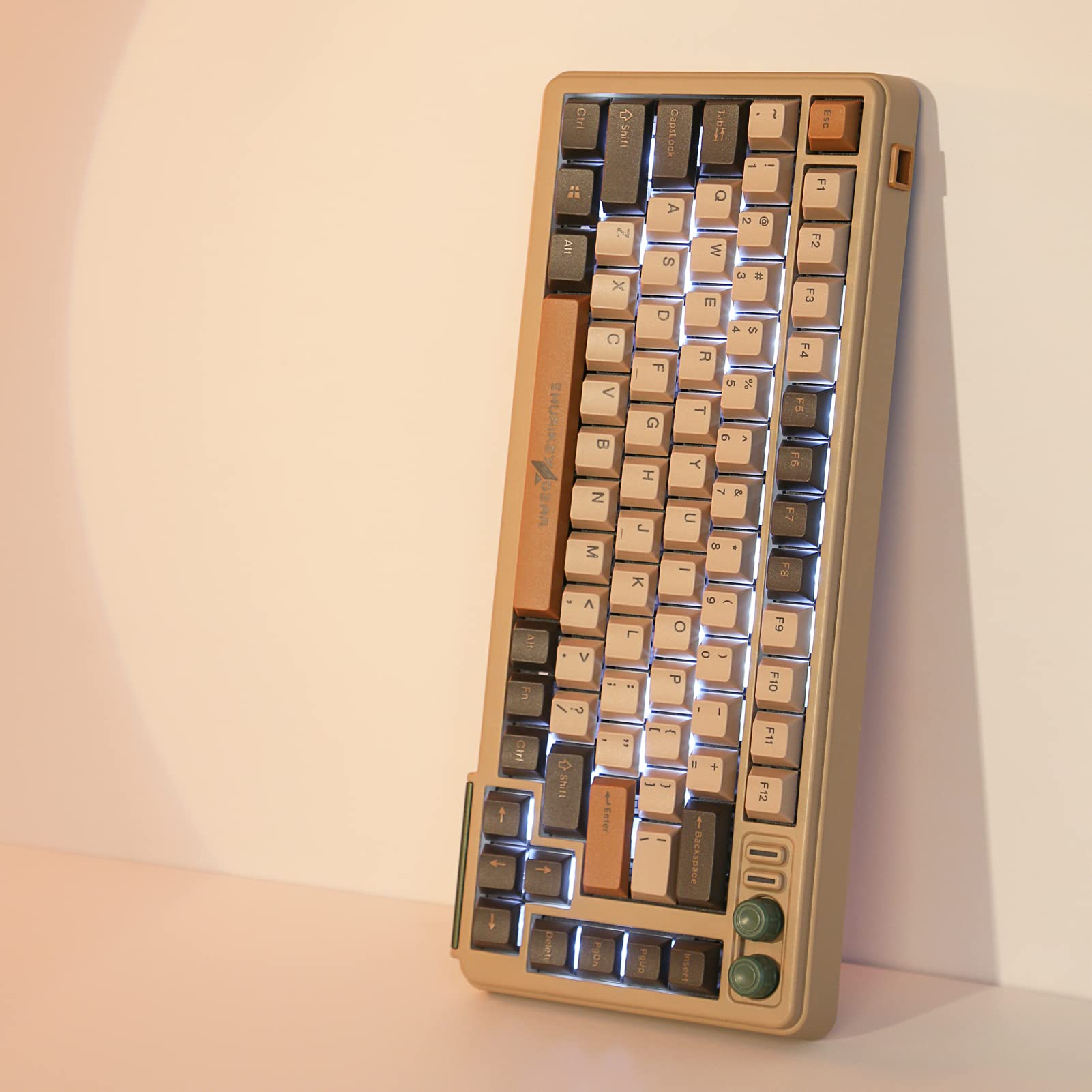 Shurikey 75% Gaming Keyboard Wireless Wired Compact 80% Retro Mechanical Keyboard with ABS Double Shot keycaps - Saizo 002 (Varmilo EC V2 Moxa Switch)