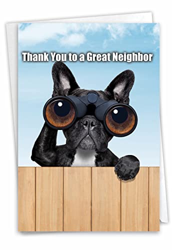 NobleWorks - Funny Thank You Greeting Card (Neighbor) with 5 x 7 Inch Envelope (1 Card) - Thank You To A Great Neighbor 9107