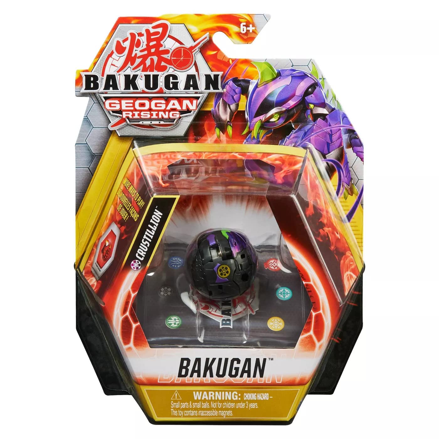 Bakugan Geogan Rising 2021 Elemental Darkus Crustillion 2-inch Core Collectible Figure and Trading Cards