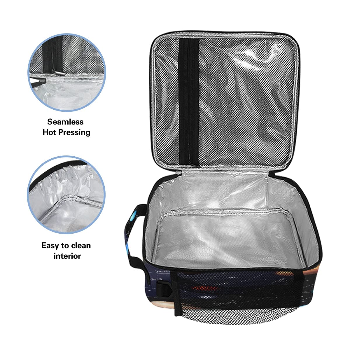 AUUXVA Kids Lunch Box, Planets Color, Unisex, 10.5x3.5x9.5 Inch, Oxford Material and Aluminum Film, Spacious, Lightweight, Adjustable Shoulder Straps, Heat Insulation