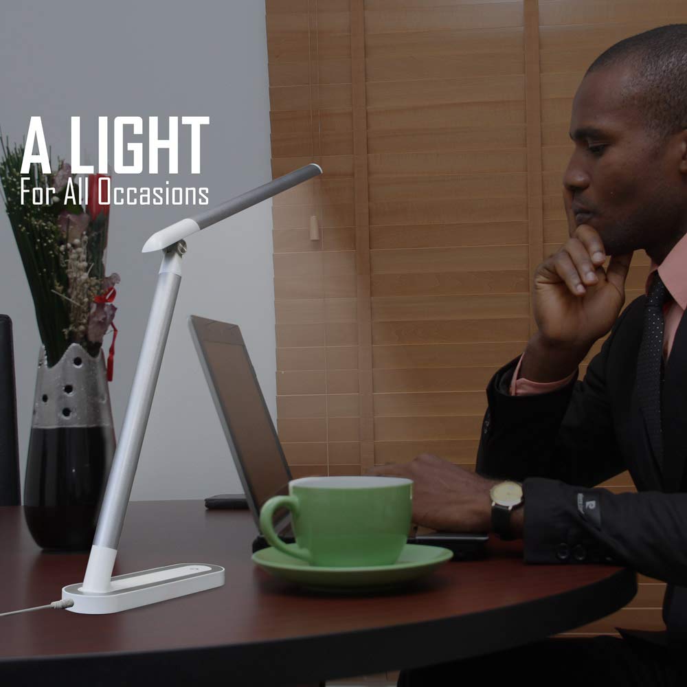 Aultra LED Desk LAMP Light - Touch Control Desk Lamp with Multiple Brightness Level - Lights for Bedroom, The Office Desk, Reading Lamps, Bedside Table and Standing Desk (White)