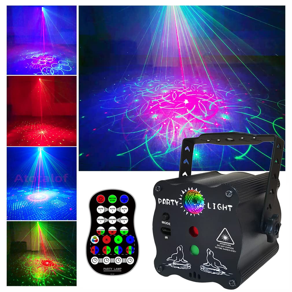 Laser Lights for Party - Laser Light Show Projector for Christmas Halloween, Disco Ball DJ Lights, Sound Activated Strobe Light Background Party Light Decor Glow Party Supplies