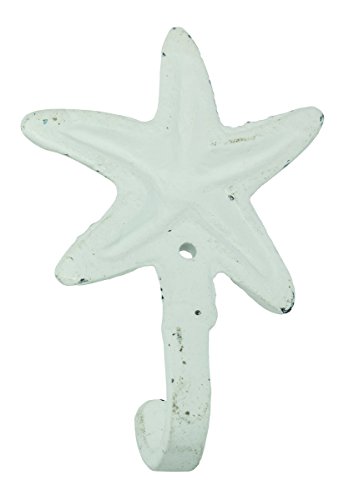 Starfish Wall Hook Distressed White on Iron