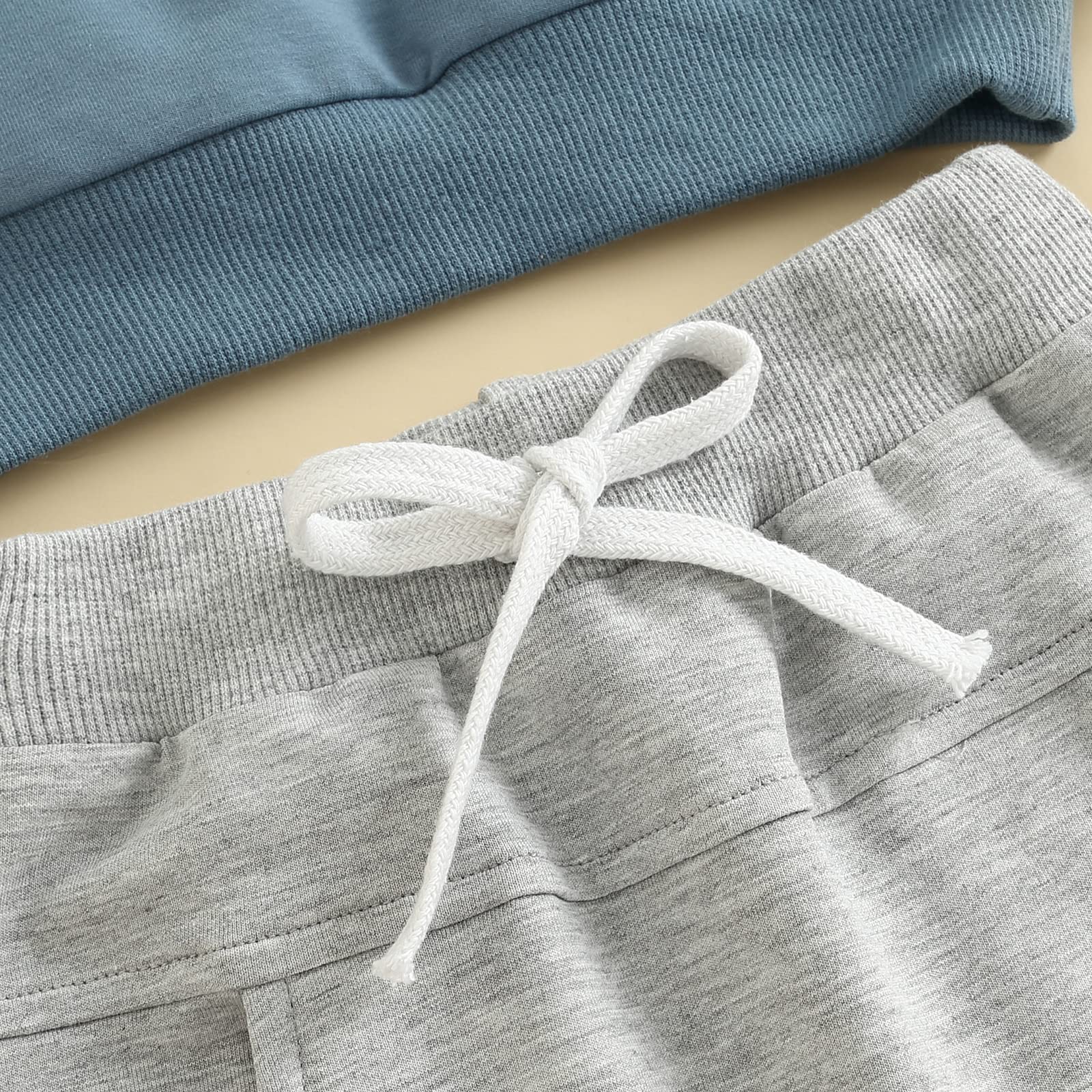 Baby Boy Clothes Outfits 2pcs Letter Print Crewneck Sweatshirt Pants Sweatsuit Little Boy Clothing(Bubs Blue, 6-12 Months)