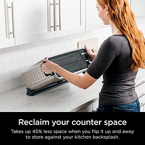 Ninja SP301 Dual Heat Air Fry Countertop 13-in-1 Oven with Extended Height, XL Capacity, Flip Up & Away Capability for Storage Space, Silver (RENEWED)