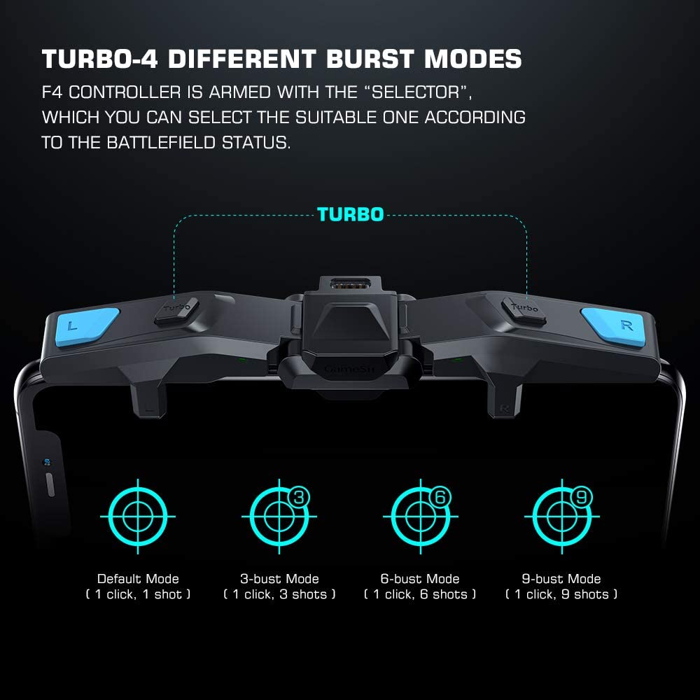 GameSir Mobile Triggers,Mobile Game Controllers F4 Falcon,Foldable Plug and Play Gaming Trigger for iOS and Android Phone(PUBG/Fortnite/Rules)（4.5-6.5 inch ） [android]