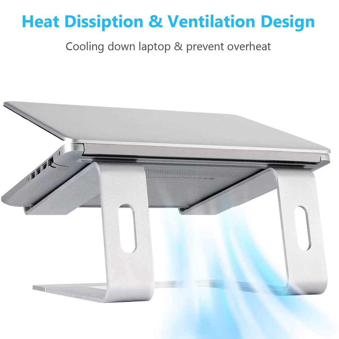 Banshou Aluminum Laptop Stand for Desk Compatible with Mac MacBook Pro Air Apple Notebook, Detachable Portable Holder Ergonomic Elevator Metal Riser for 10-17 inch (Silver-2)