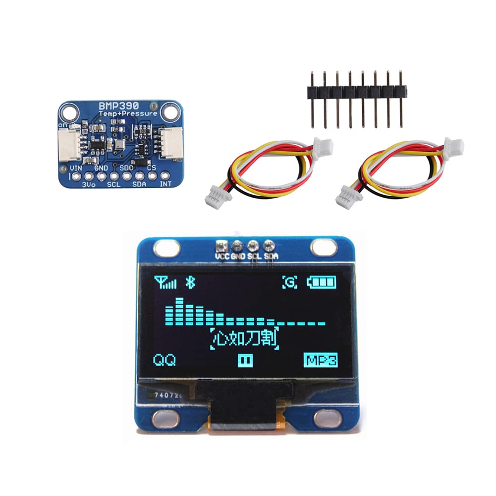BMP390 Sensor + 1.3" Blue I2C OLED Display
