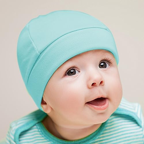Baby Caps Mittens Newborn Sleeping Hat and Gloves Beanie Infant Hats with Bow Baby Scratch Mitten Gloves for Boys Girls, 4 Sets, Type 2