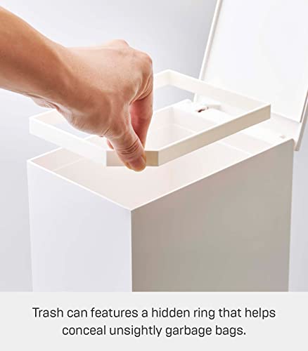 Yamazaki Home Tower Sanitary Step Trash Can, One Gallon β Small Home Waste Bin,White