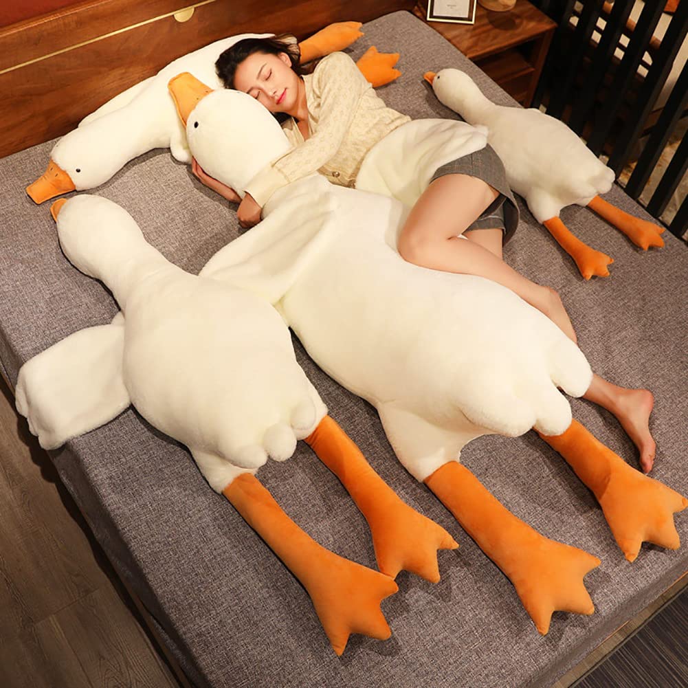 Giant White Goose Plush-75 in Soft Furry Swan Stuffed Animal Pillow,Huge Goose Plush Hugging Pillow Gifts for Every Age (75in)