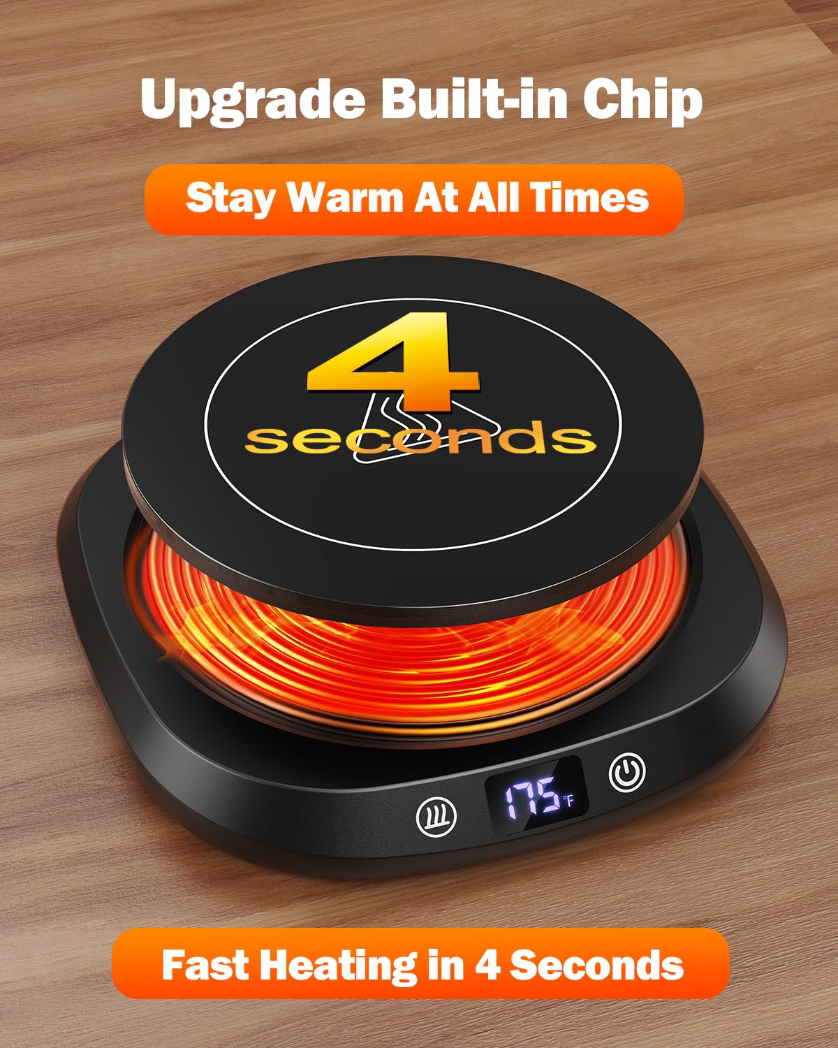 Coffee Mug Warmer -4S Fastest Heating Coffee Cup Warmer for Desk,5 Temp & 1-12H Timer Settings Auto Shutoff Candle Warmer,Ideal Coffee Gift Accessories with Greeting Card Keep Beverages Coffee Warmer