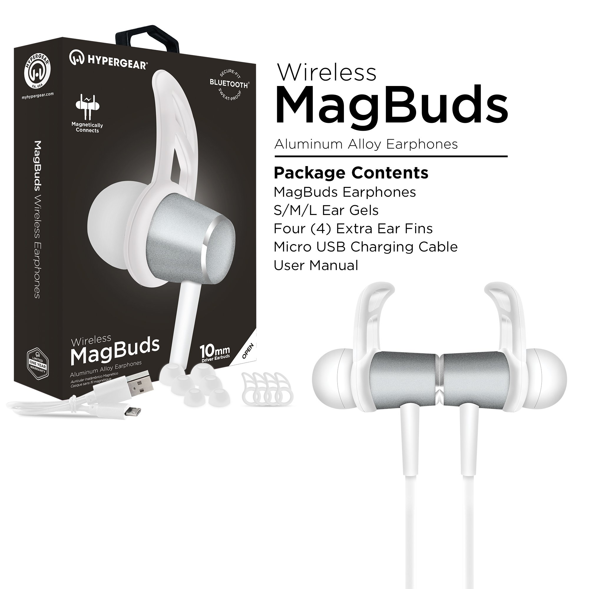 HyperGear MagBuds Wireless Stereo Sound Earphones. Sweatproof with Hands-free Microphone & Maximum Noise Isolation For Any Bluetooth Enabled Device