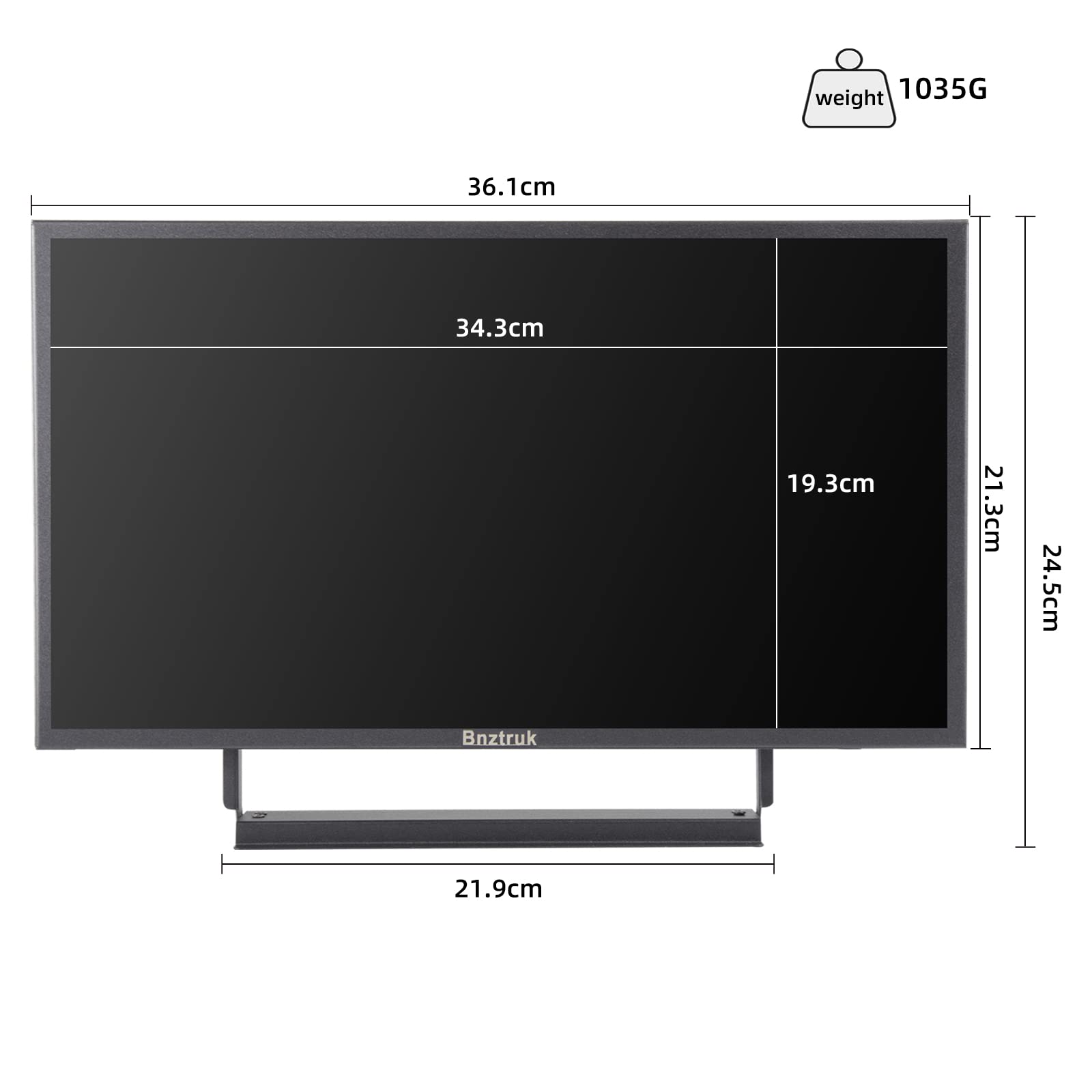 Bnztruk Portable Monitor 15.6 inch PC 16:9 HD Externer Screen Display with Port HDMI VGA BNC AV & USB Audio Video Display for Raspberry Pi Laptop Home Kitchen DVR Computer,1366x768