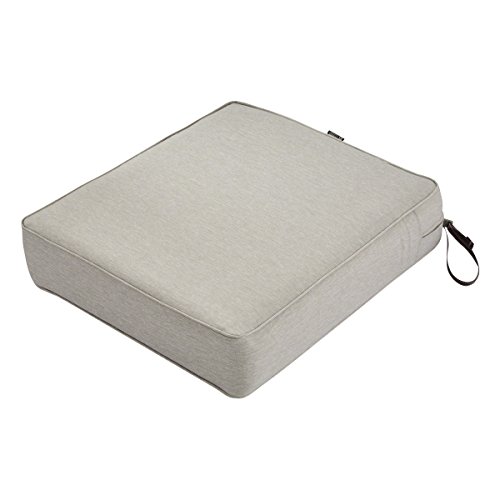 Classic Accessories Montlake Water-Resistant 23 x 25 x 5 Inch Rectangle Outdoor Seat Cushion, Patio Furniture Chair Cushion, Heather Grey, Patio Furniture Cushion Covers