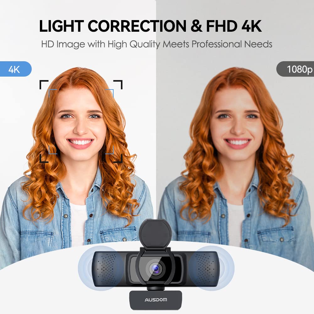 AUSDOM 2K Webcam, Live Streaming Web Camera with Microphone, Desktop or Laptop USB Webcam with 75 Degree View Angle, HD Webcam for Video Calling, Recording, Conferencing, Streaming, Gaming