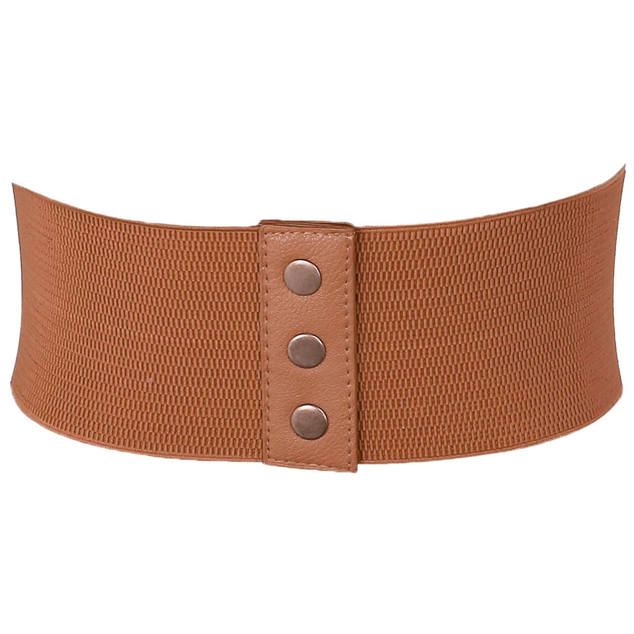 Ayliss Womens Elastic Wide Band Lace-Up Corset Cinch Belt with Press Button, Fit waist 24.8"-32.7", Brown