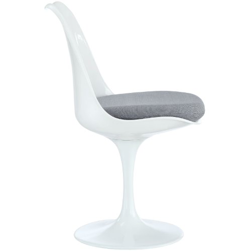 Modway Lippa Mid-Century Modern Upholstered Fabric Swivel Kitchen and Dining Room Chair in Gray